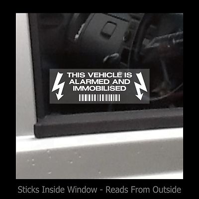 This Vehicle is Alarmed & Immobilised - Window Sticker / Sign ...