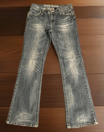 Harley Davidson Women’s Light Wash Bootcut Jeans Rhinestones 99119-14VW ...