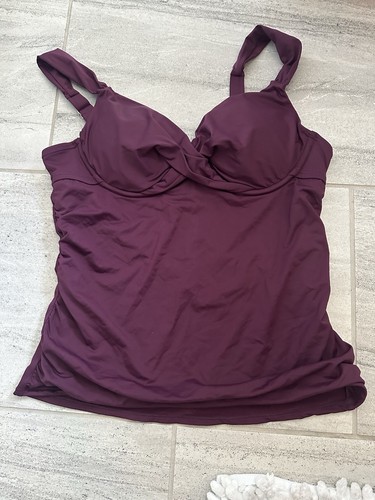ANNE Cole Swim Suit Tankini Top Wine Burgundy Maroon 36B 34C | eBay