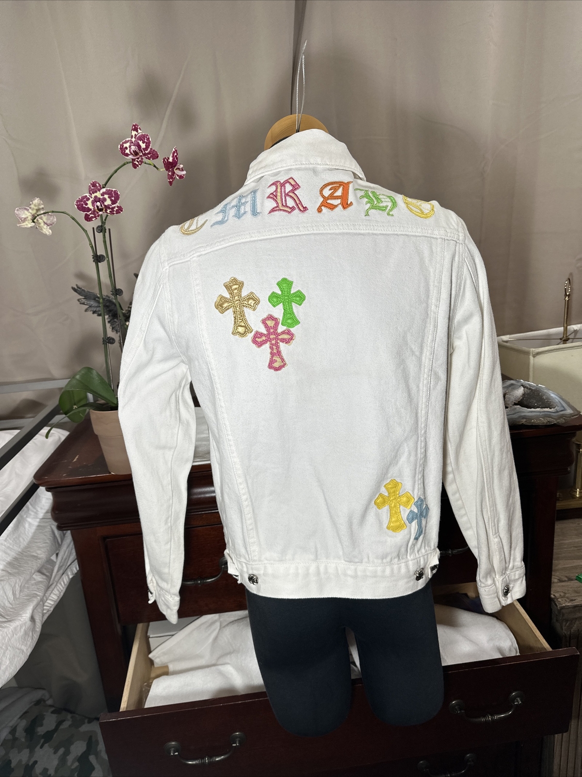 RARE Chrome Hearts Embroidered Button Down White Deni… - Gem