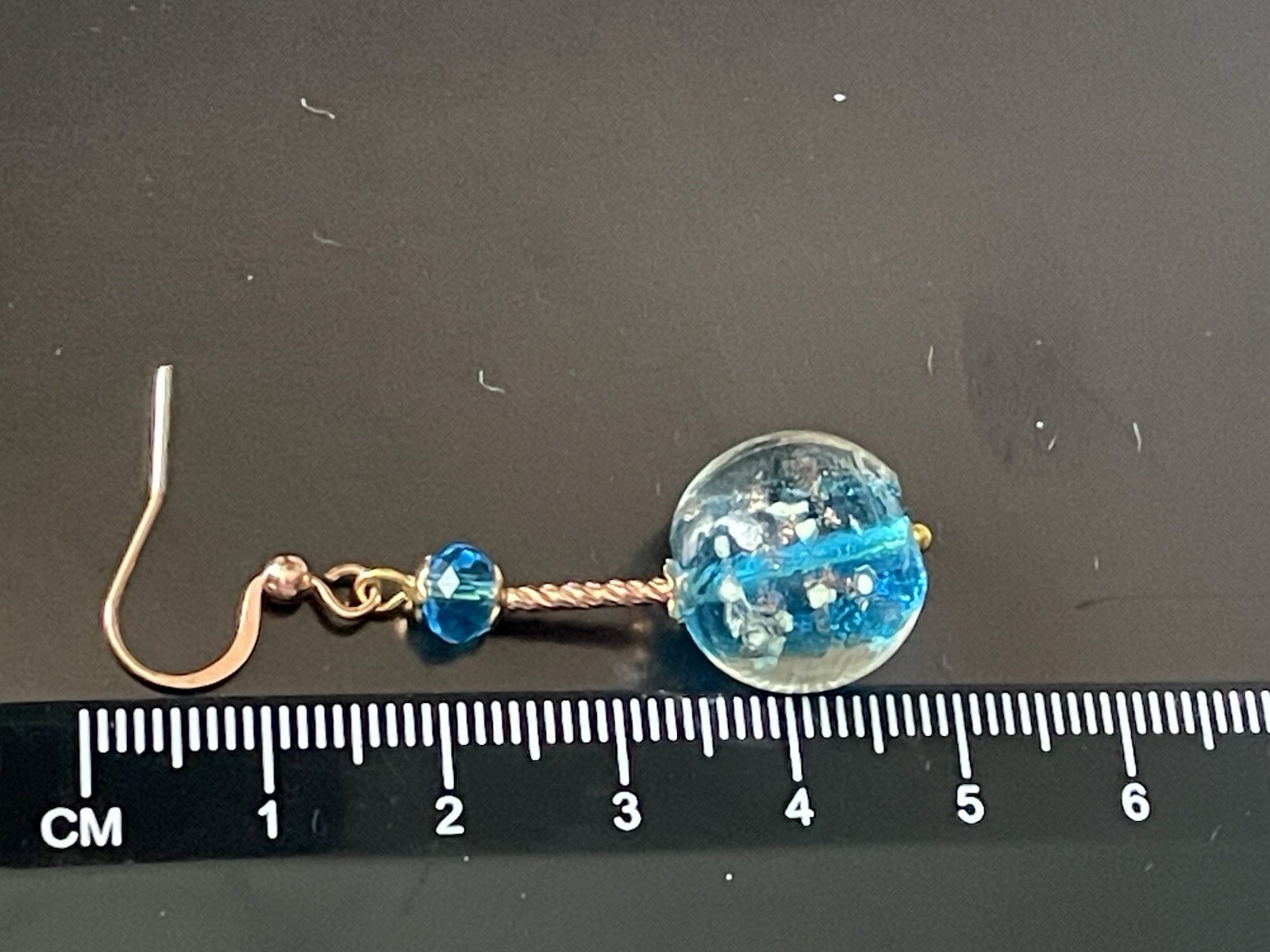 Arty OOAK Blue Lampwork Gold Inclusions Long Dangle Earrings Gold Plated Murano | eBay UK