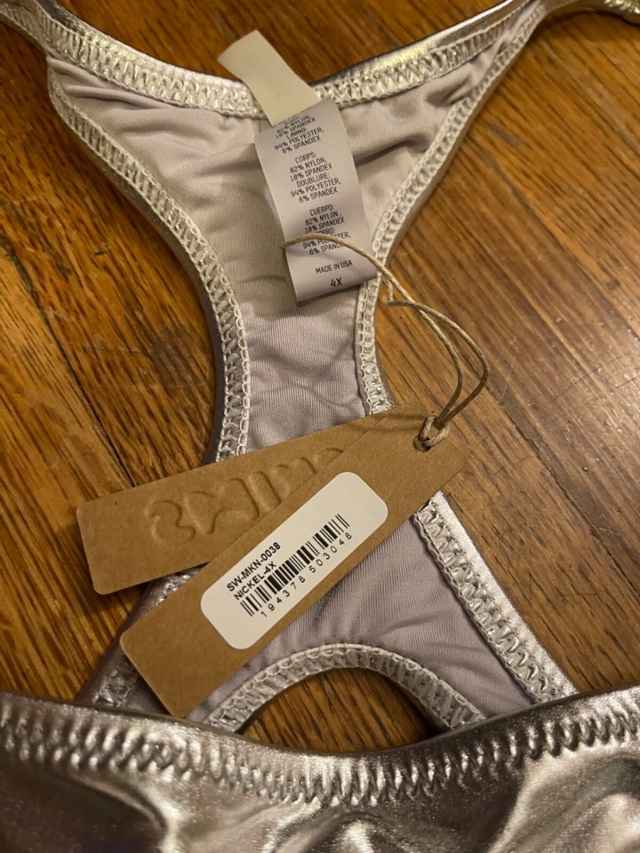 New Skims Nickel Silver Swimsuit Cut-Out Monokini Swimwear Swimsuit ...