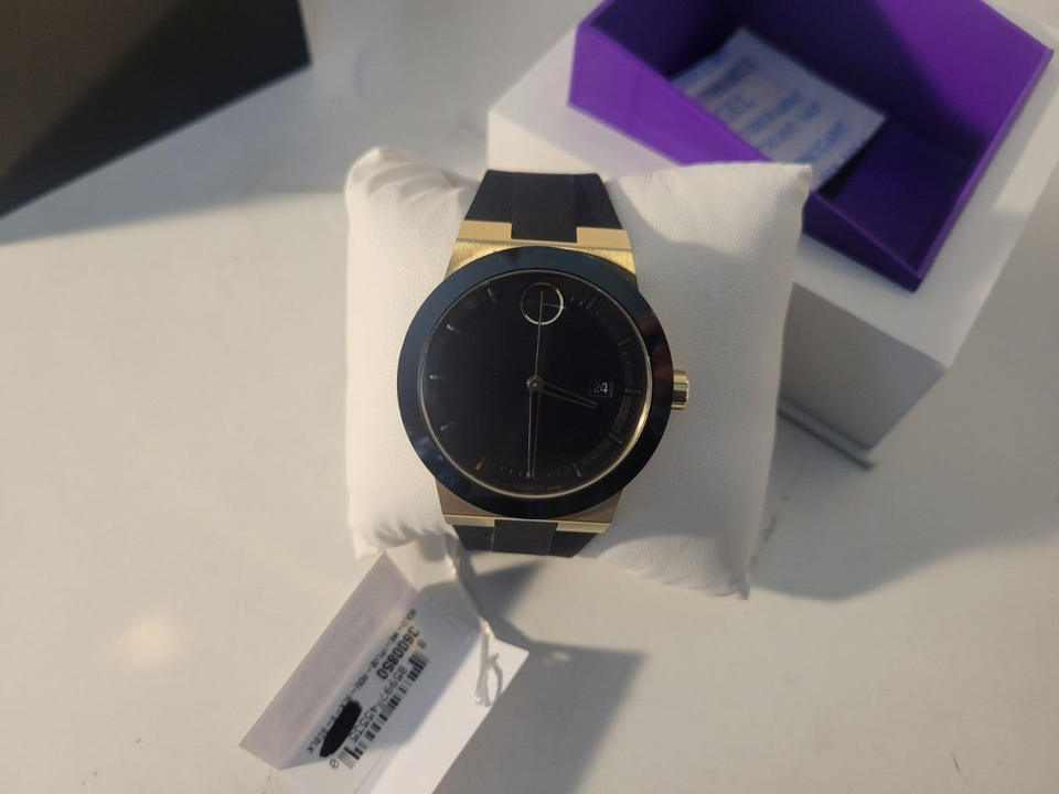 NEW MOVADO BOLD Fusion Men's 3600850 Gold and Black Watch MSRP $695 NEW ...