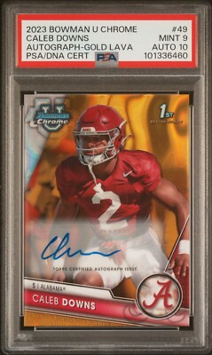 2023 Bowman U Chrome Caleb Downs Autograph Gold Lava /50 PSA 9 MINT ...