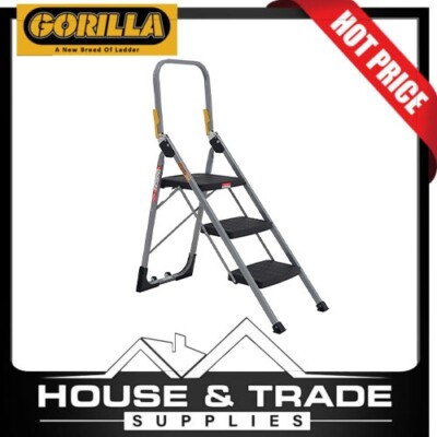 Gorilla 120KG 3 Step Industrial Ladder PL3-STAIR | eBay Australia