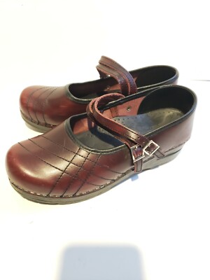 Sanita Mary jane brown Leather Danish Clogs 38 US 7.5 Cooks Chefs ...