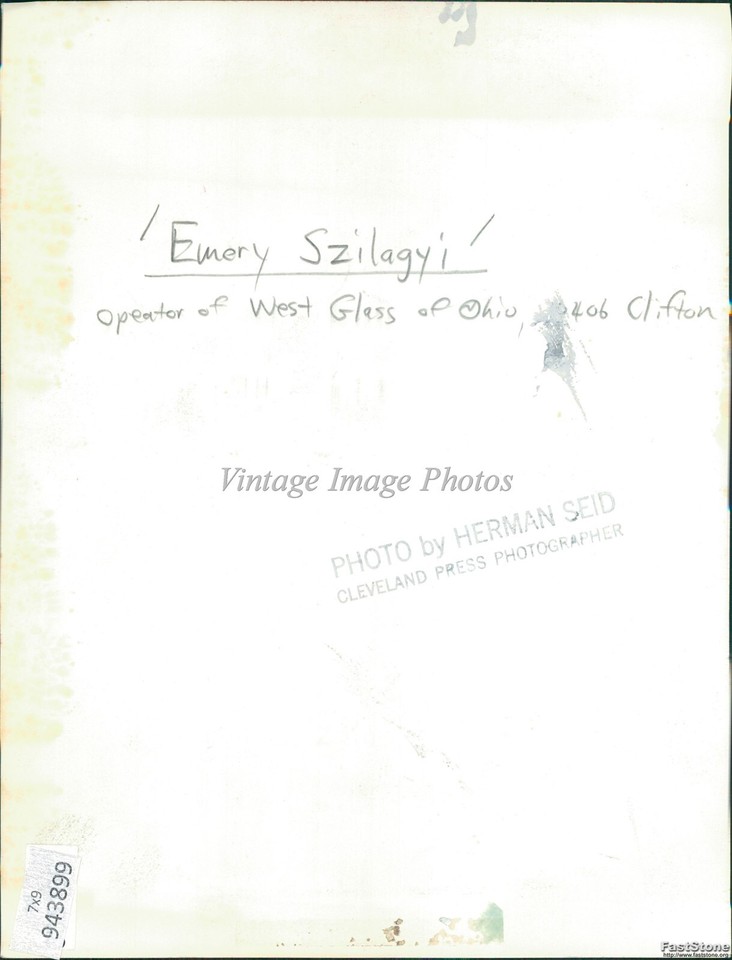 Emery Szilagyi Operator West Glass Blowing Cleveland Ohio Herman Seid ...
