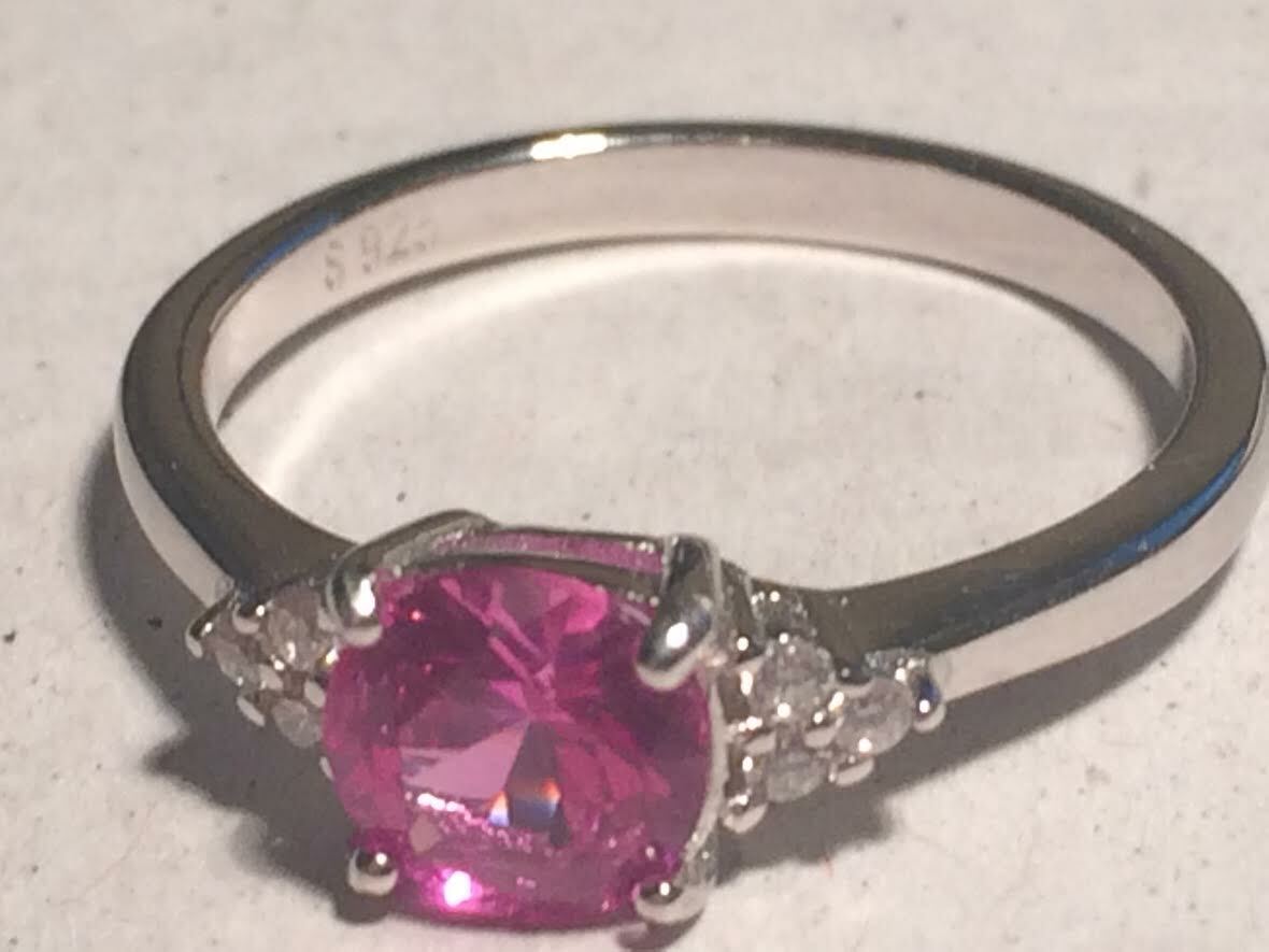 Pink Ruby Ring Natural Gemstone 6mm Solid Sterling Silver S925 Stamped ...