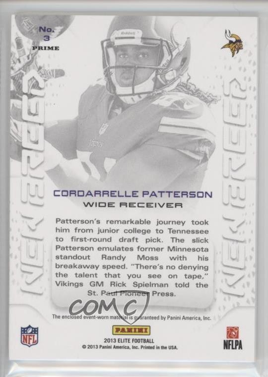 2013 Panini Elite New Breed Prime /99 Cordarrelle Patterson #3 Rookie ...