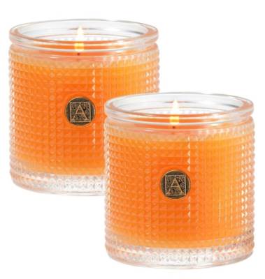 VALENCIA ORANGE SET of 2 Aromatique Textured Glass Scented Jar Candle ...