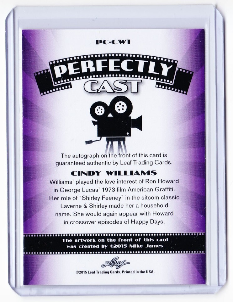 Cindy Williams 2015 Pop Century Autograph Card # 1/1 ! Laverne ...