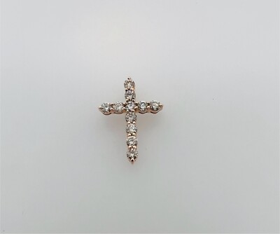 0.75ctw Round Cut Natural Diamond Solitaire Cross Pendant 14K Rose Gold ...