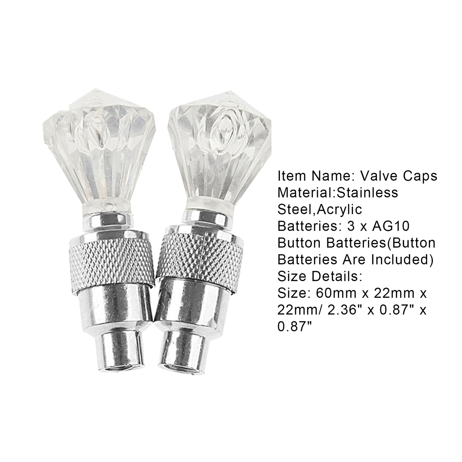 2pcs Valve Caps Automatic Portable Bicycle Tire Led Valve Caps Solid ...