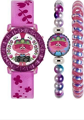 Trolls World Tour Watch Girl's Digital Quartz Silicone Poppy Bracelet ...