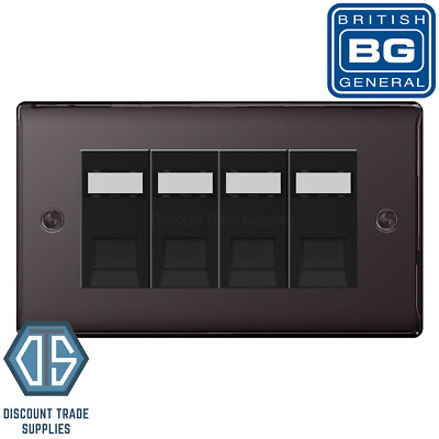 BG Nexus Black Nickel 4 Gang RJ45 Cat5e Data Socket Outlet Black ...