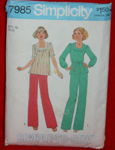 Vintage Simplicity 7985 Wide Leg PANTS, Square Neck TOP Pattern SZ 10 ...