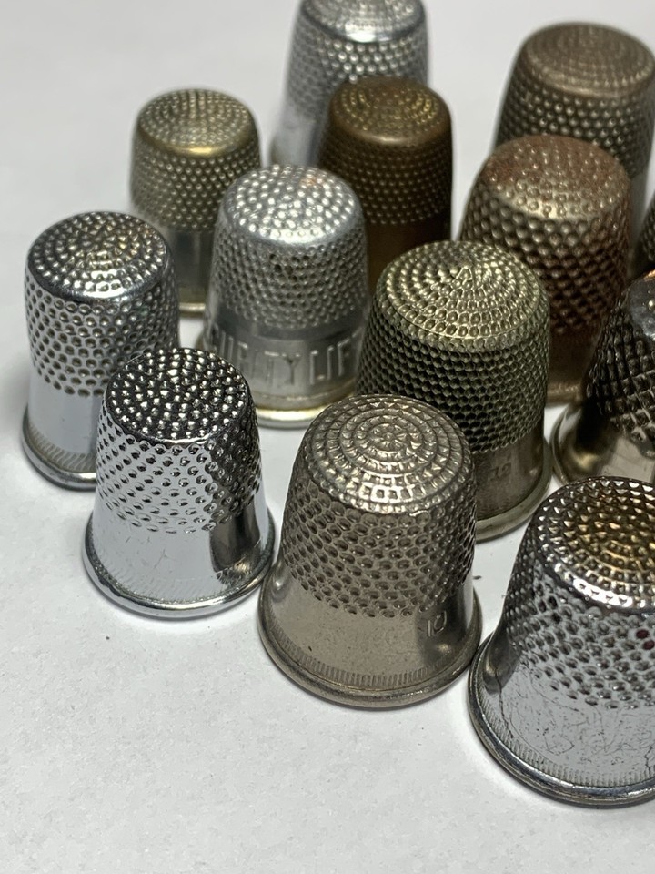 LOT OF 15 SILVER COLOR VINTAGE SEWING THIMBLES | eBay