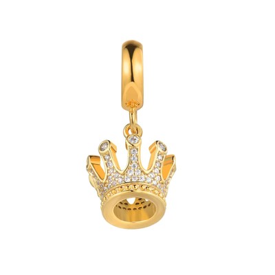 Gold Sparkling Princess Queen Crown Dangle Birthday Charms Compatible ...
