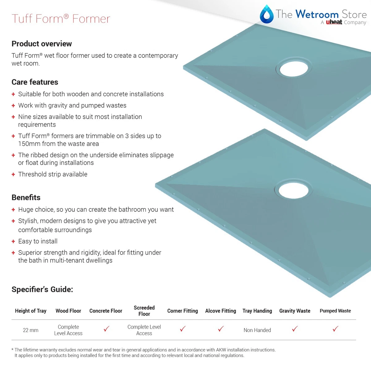 Akw Tuff Form Wet Floor Former With Waste Adaptor Blue | Floor Roma