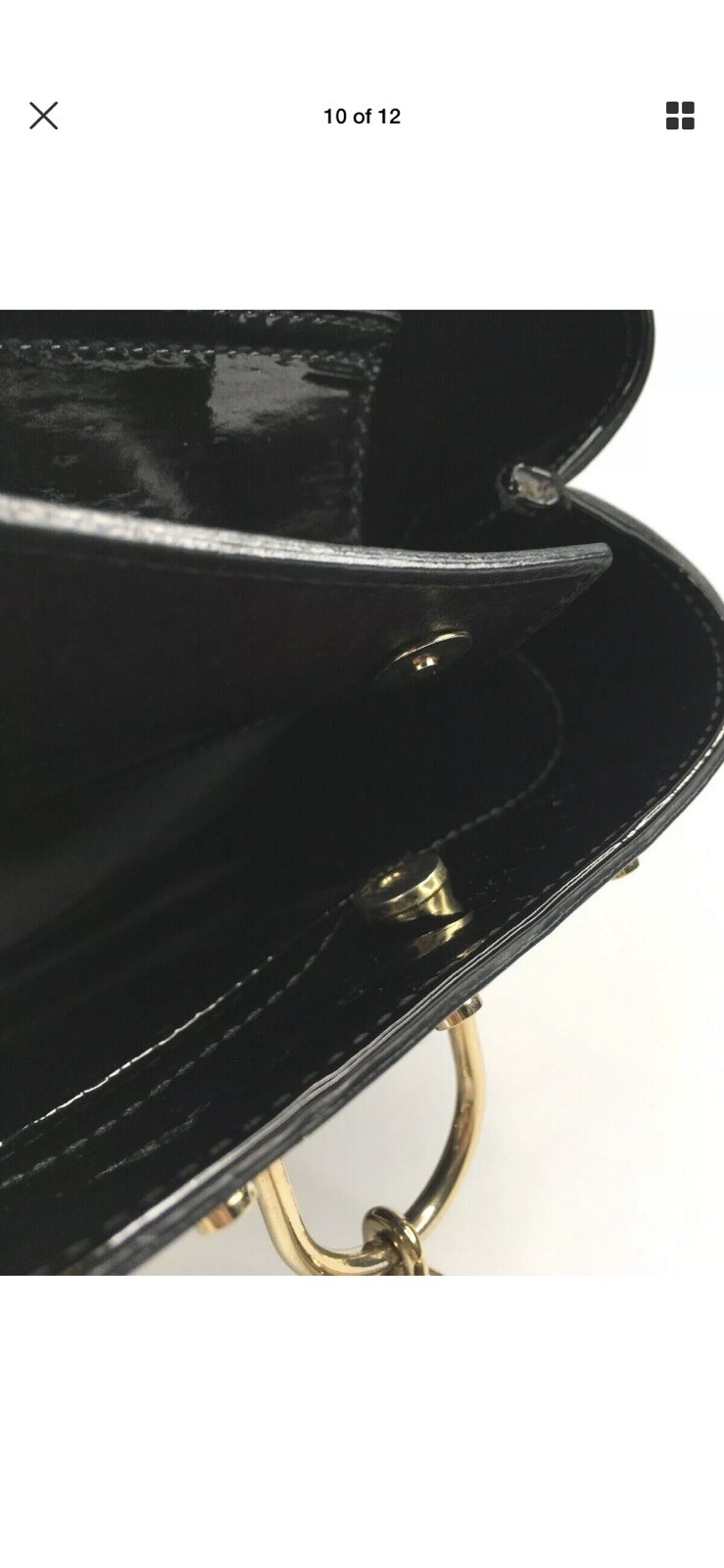 GIANNI VERSACE Couture Black Patent Leather Quilted Bag With Greek Key ...