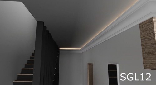 PLASTER COATED COVING moulding Uplight LED cornice SGL12 90mm x 90mm ...