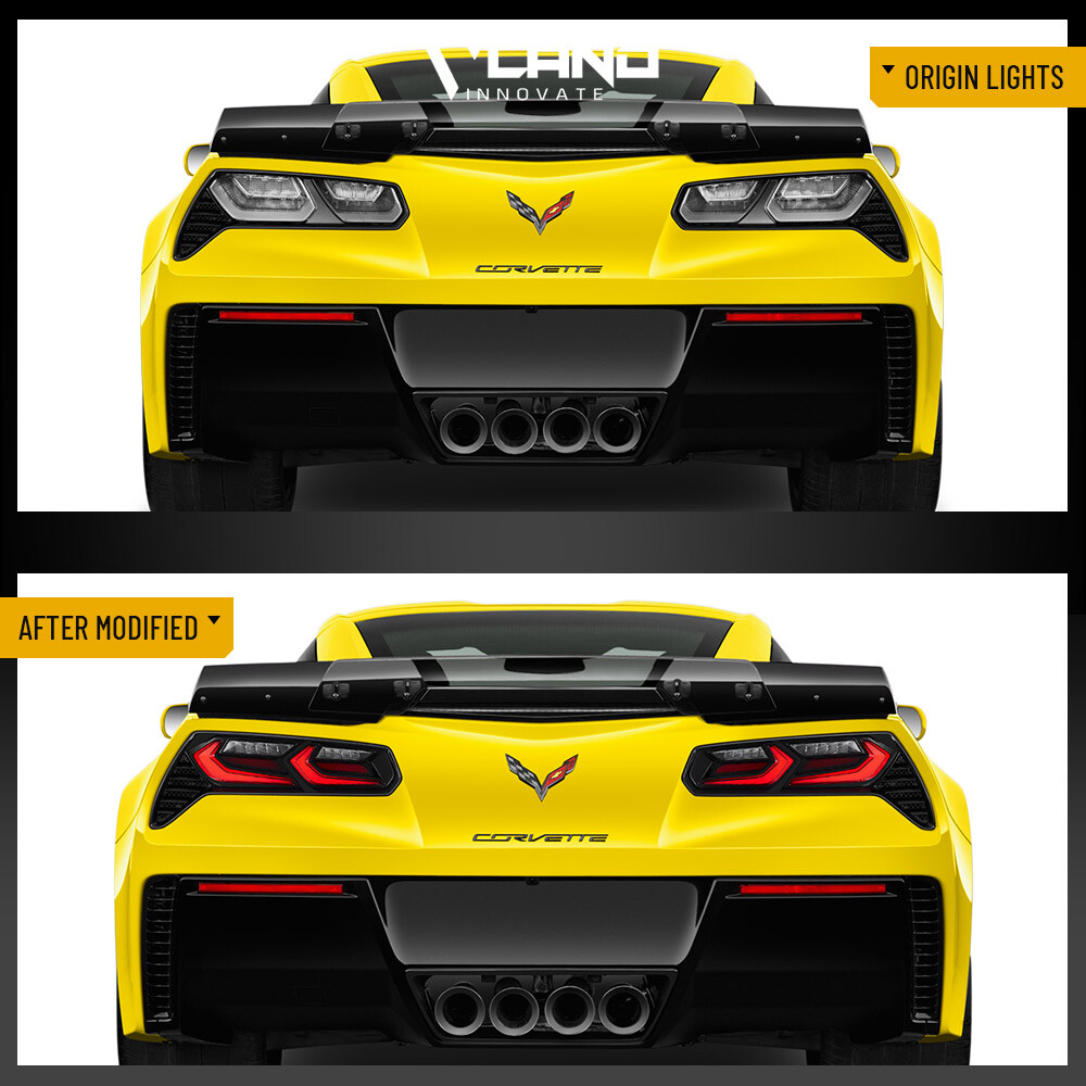 Vland Pair LED RED Tail Lights For 2014-2019 Corvette C7 W/Sequential ...