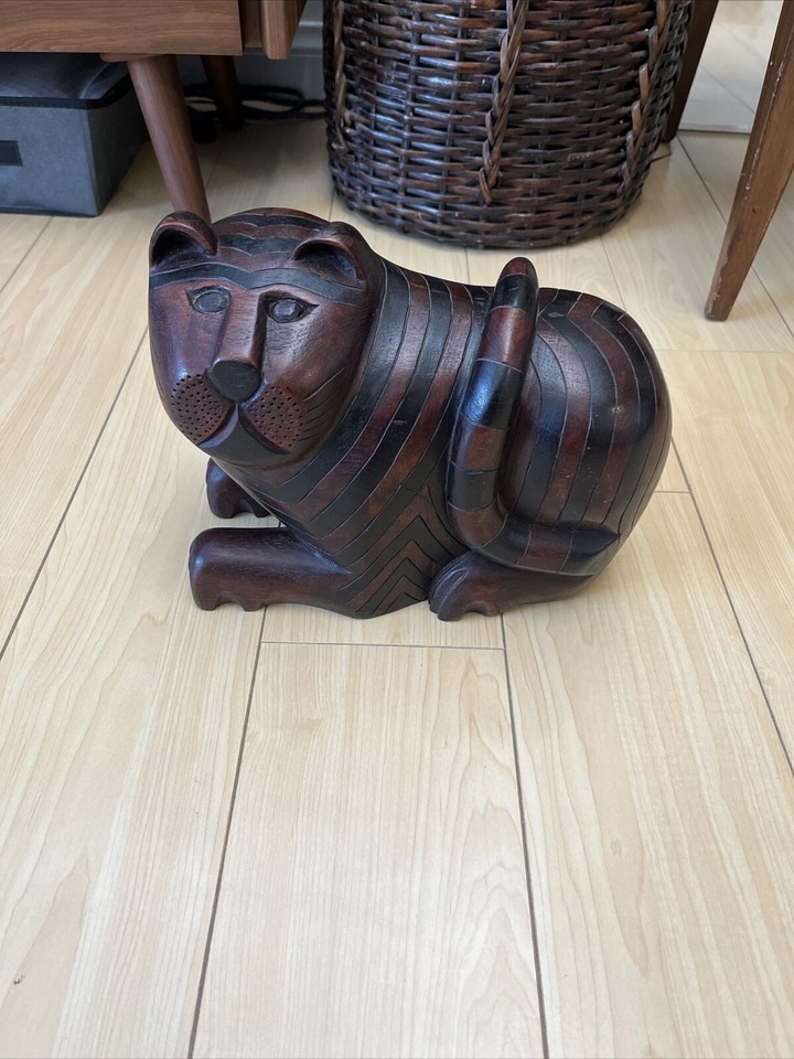 Vintage Anglo Indian Carved Mahogany Cat with Secret Compartment 1930’s ...