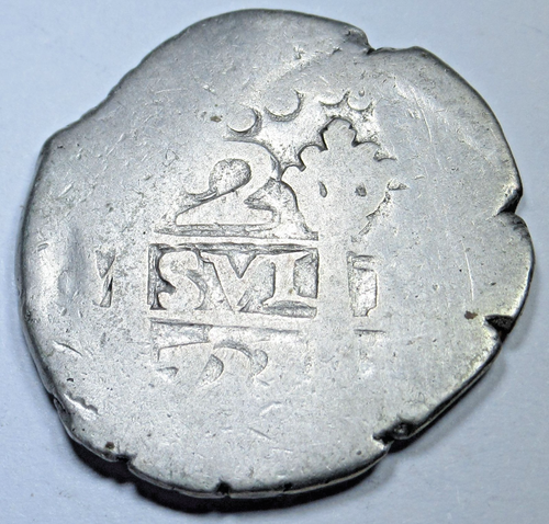 1733 Spanish Peru Silver 2 Reales Genuine 1700s Antique Pirate Treasure ...