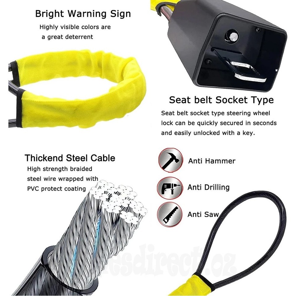 Adjustable Car Steering Wheel Seat Belt Lock Anti-Theft Reinforced ...