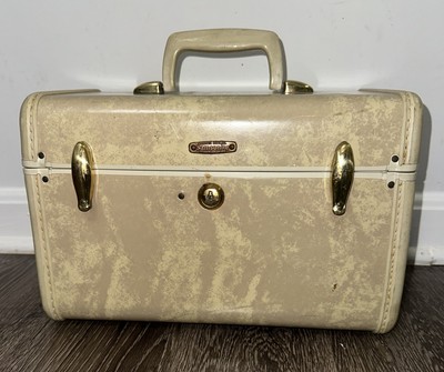 Vintage Samsonite 50’s Shwayder Bros. Train Suitcase 4512 Marbled Beige No Key | eBay