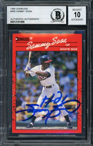 Sammy Sosa Signed 1990 Donruss RC 489 Chicago White Sox Auto 10 Beckett ...