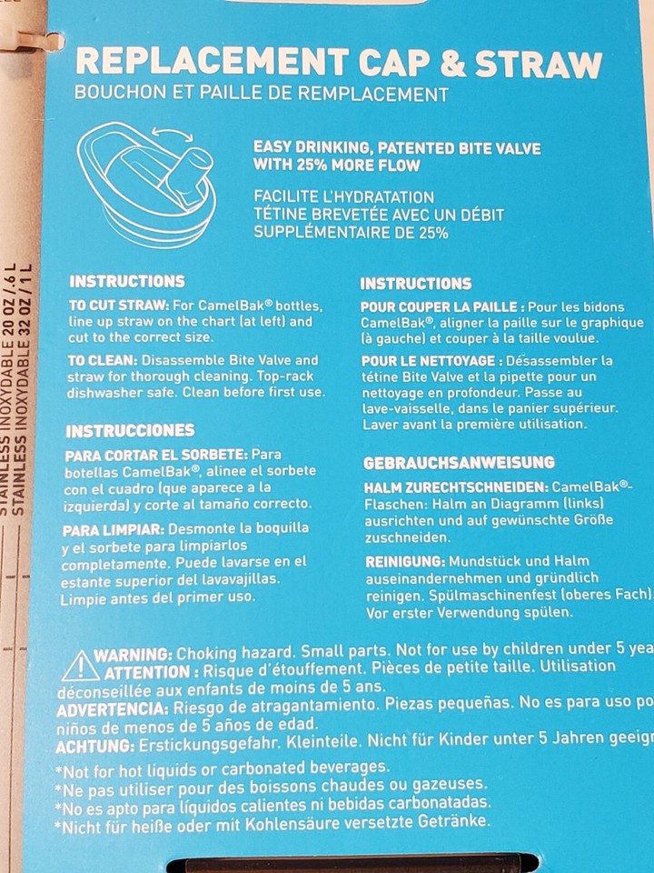 CamelBak Eddy+ Cap & Straw Replacement Universal 63 MM Spill Proof Cap ...