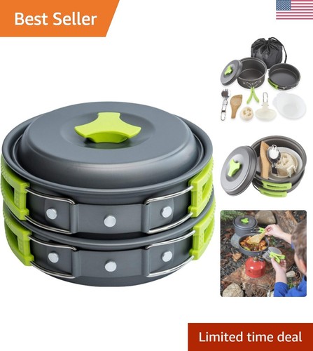 Lightweight Camping Pots and Pans Set - Versatile 10-Piece Mess Kit for ...