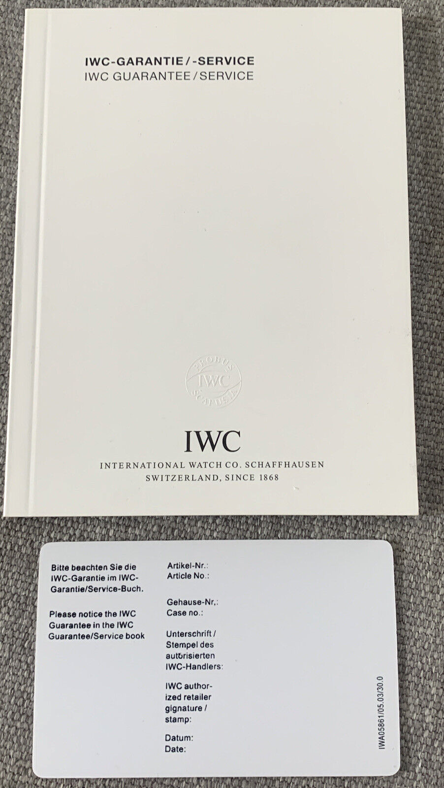 IWC Watch International Warranty Guarantee Service Booklet & OPEN ...