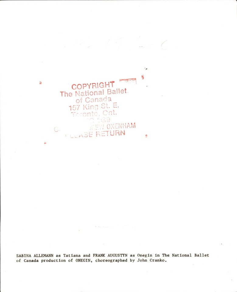 BR13 Original Photo SABINA ALLEMANN FRANK AUGUSTYN Onegin Ballet ...