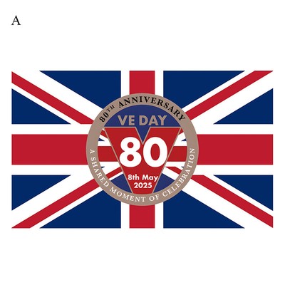 VE DAY Flag 5x3ft 80th Anniversary Large Polyester 8th May Victory ...