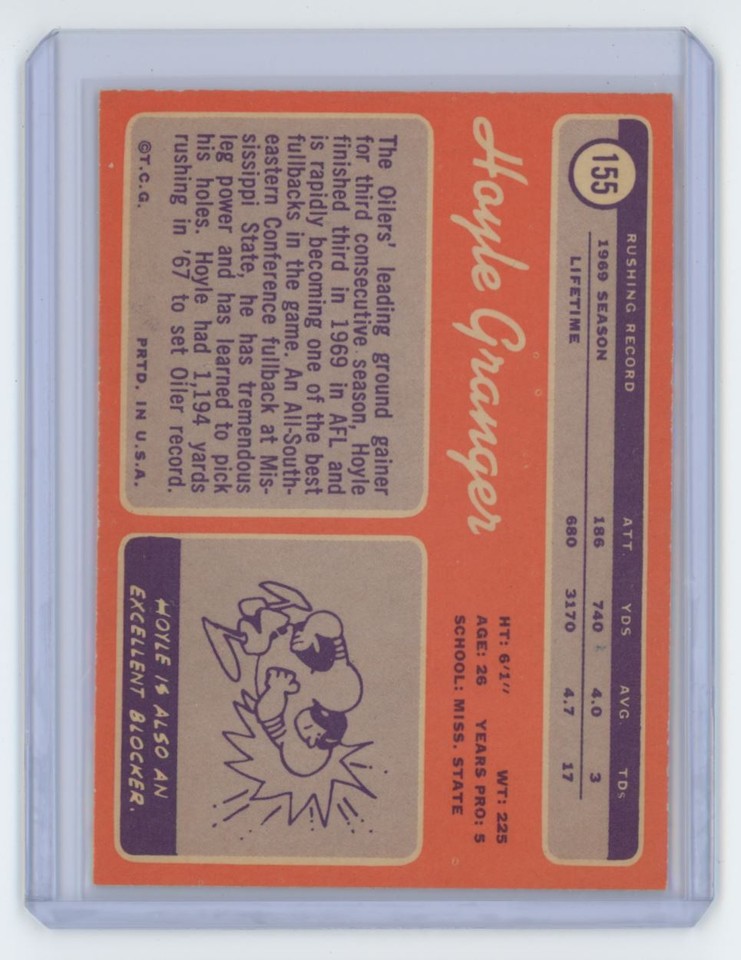 1970 Topps Hoyle Granger Rookie Football Card #155 | eBay