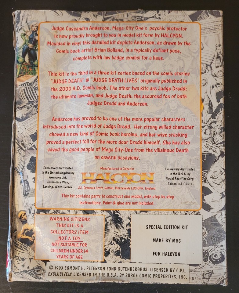 HALCYON JUDGE DREDD 1993 JUDGE ANDERSON VINYL KIT # HT-19 - NEW | eBay