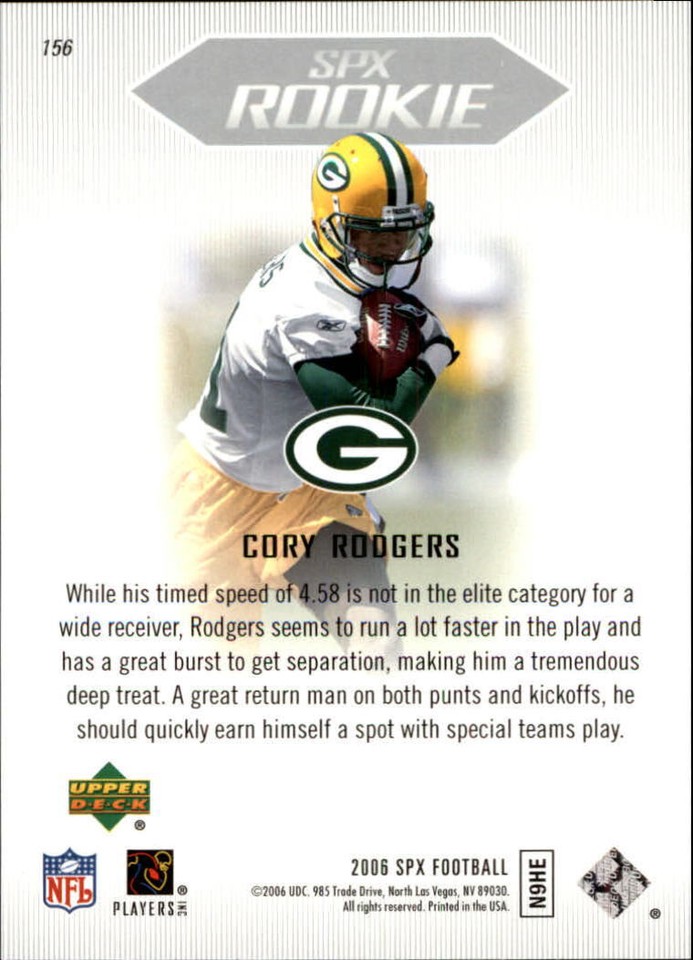 A2087- 2006 SPx #156 Cory Rodgers RC /1299 - NM-MT | eBay