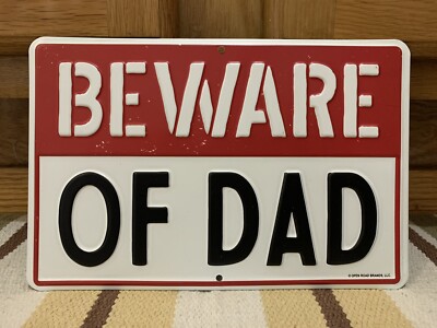 BEWARE OF DAD Funny Metal Decor Office Garage Vintage Style Tools | eBay