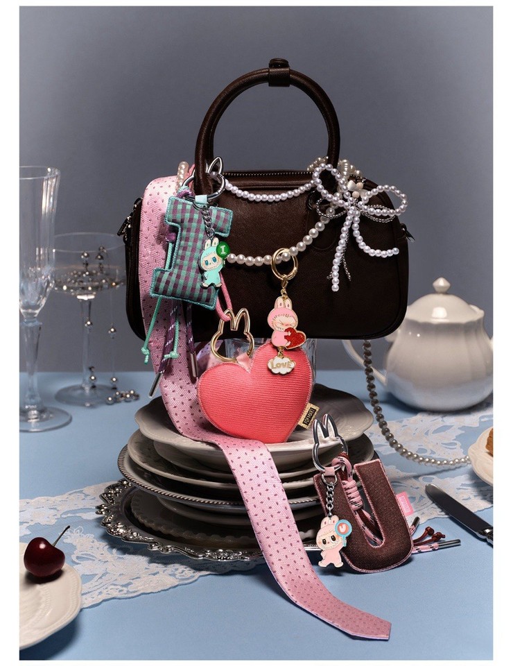 PopMart MONSTERS LABUBU Pin for Love Keychain Pendant The LETTER W Bag ...