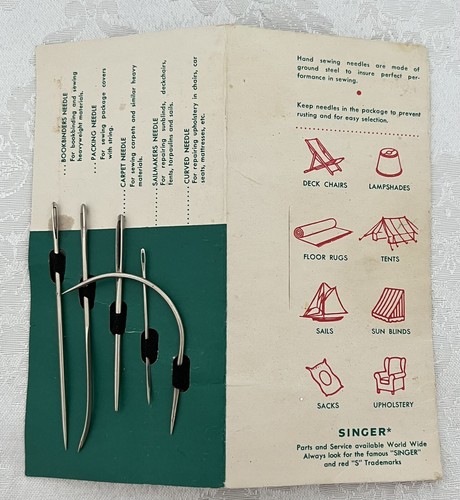 Vintage Set of 5 SINGER Hand Sewing Specialty Needles • Tents ...