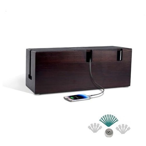 Walnut Color Large Cable Box.Cable Organizer Box-Cable Dark Walnut ...