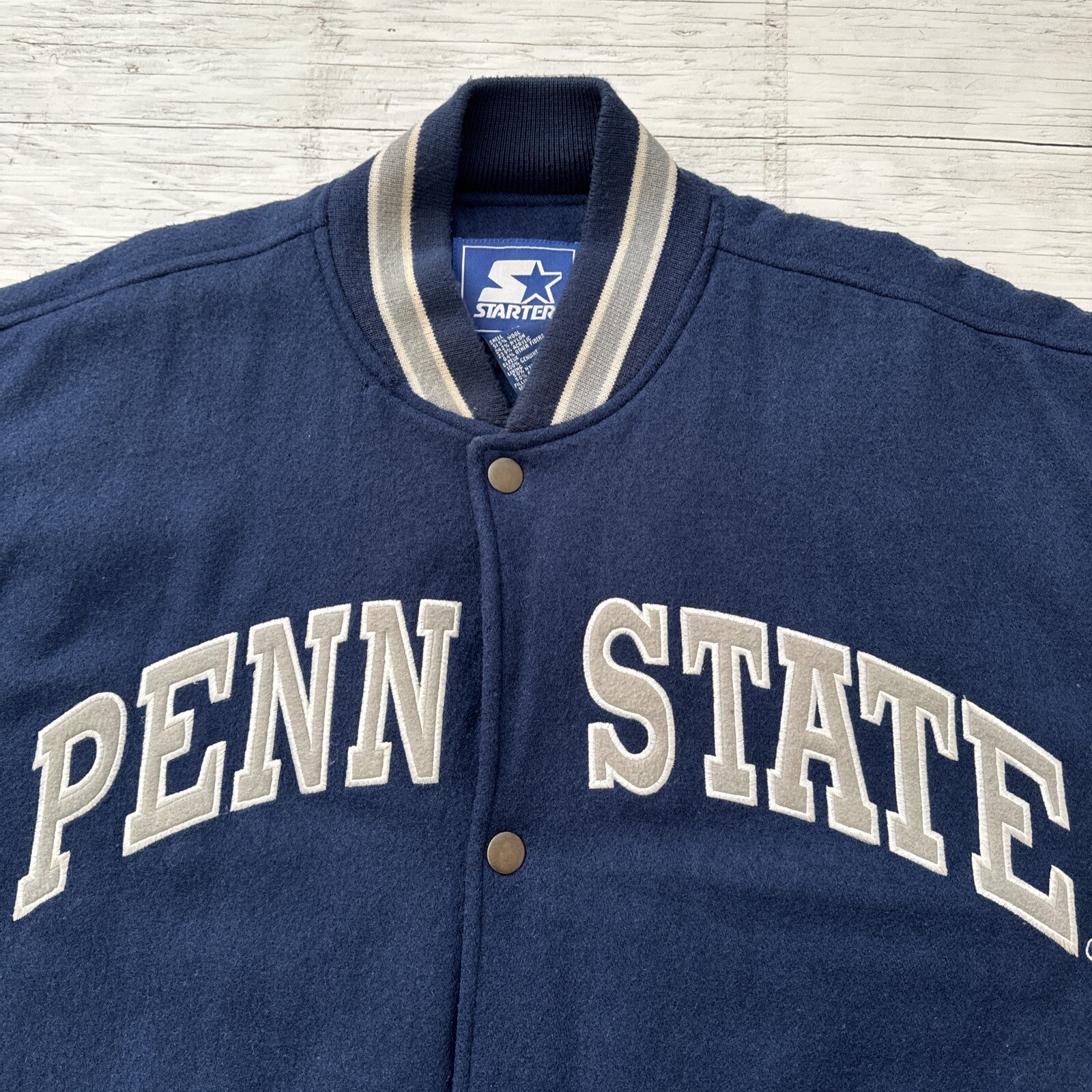 Vintage 90s NCAA Starter Penn State Nittany Lions Letterman Jacket Size ...