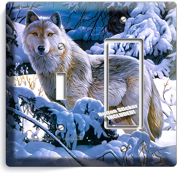 WILD GRAY WOLF WINTER FOREST LIGHT SWITCH OUTLET WALL PLATE COVER ROOM ...