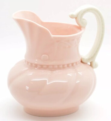 VINTAGE LENOX MID-CENTURY LIGHT PINK PITCHER W/ WHITE HANDLE MADE IN ...