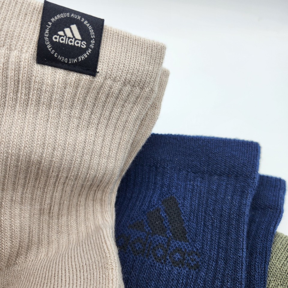 3 Pair Adidas High Quarter Socks, Men's Shoe 6-12, Neutral, Tan Green ...