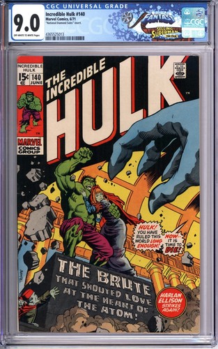 The Incredible Hulk 140 CGC 9.0 FANTAST National Diamond Sales insert ...
