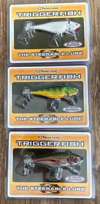 NEW LOT 3 TRIGGERFISH CRANKBAITS THINK TANK STEERABLE LURES MED DIVER ...