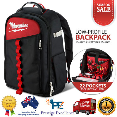 Milwaukee Low Profile Backpack 22 Pockets Easy Carry Laptop Tool ...